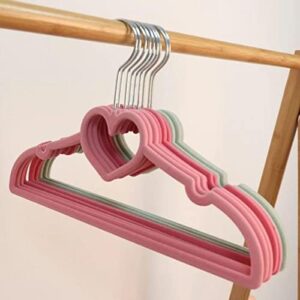 Heart-Shaped Flocked Hanger Non-Slip no Mark Love Home Clothes Hanger Plastic Thickened Wardrobe Hanger - Pack of 10 Brown