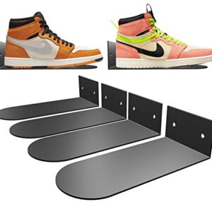 Floating Shoe Display Shelf 6 Packs Shoe Sneaker Display Shelf Wall Mounted Metal Round Edge Sneaker Rack Organizer Holder Sneaker Wall Hanger Sneaker Shelves Wall Mounted to Display Collectible Shoe