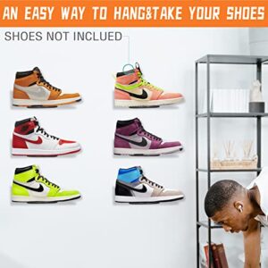 Floating Shoe Display Shelf 6 Packs Shoe Sneaker Display Shelf Wall Mounted Metal Round Edge Sneaker Rack Organizer Holder Sneaker Wall Hanger Sneaker Shelves Wall Mounted to Display Collectible Shoe