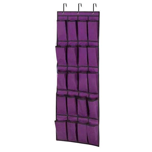 WAVYS Over The Door Shoe Organizer Hanging with 20 Large Pockets Shoe Rack Holder Storage Hanger for Shoes Sneakers or Home Accessories,Purple