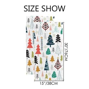 Vantaso Bath Hand Towels Set of 2 Christmas Tree New Year Soft and Absorbent Kitchen Hand Towel for Bathroom Hotel Gym Spa