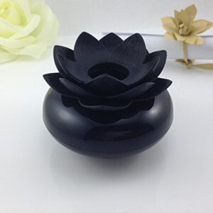 Bloss Lotus Cotton Swab Holder Cotton Swabs Bud Small QTips Box Toothpicks Container Flower Bathroom Decor - Black