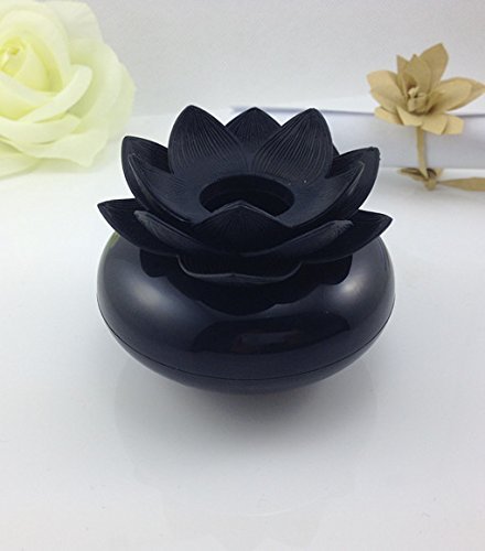 Bloss Lotus Cotton Swab Holder Cotton Swabs Bud Small QTips Box Toothpicks Container Flower Bathroom Decor - Black