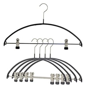 mawa by reston lloyd european non-slip metal clothing hanger, smooth shoulder support & adjustable pant clips, set of 5, black