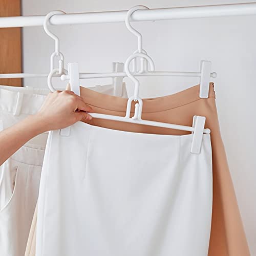 Hanger 20 Pcs Pack Plastic Skirt Hangers with Clips, Skirt Hangers, Clip Hangers for Pants, Bulk Multi Purpose Hanger (Color : White)