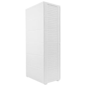 Gdrasuya10 Modern Plastic Cabinet, Portable Plastic Tower Closet Organizer Freestanding Storage Cabinet with Wheels for Apartments Condos Dorm Rooms, 22.44" L x 15.74" D x 51.57" H