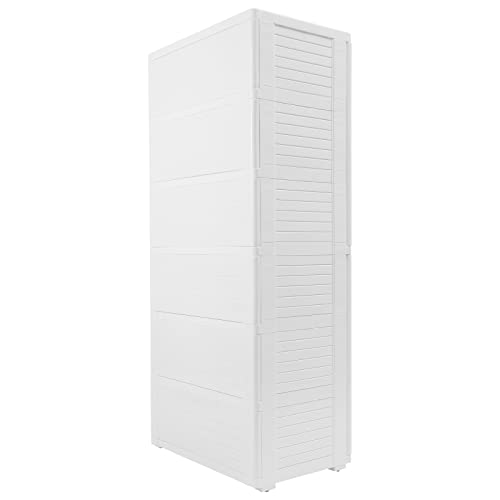 Gdrasuya10 Modern Plastic Cabinet, Portable Plastic Tower Closet Organizer Freestanding Storage Cabinet with Wheels for Apartments Condos Dorm Rooms, 22.44" L x 15.74" D x 51.57" H