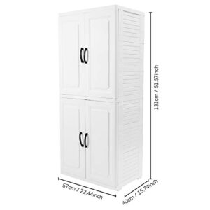 Gdrasuya10 Modern Plastic Cabinet, Portable Plastic Tower Closet Organizer Freestanding Storage Cabinet with Wheels for Apartments Condos Dorm Rooms, 22.44" L x 15.74" D x 51.57" H