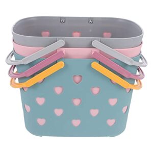 doitool plastic shower caddy 3pcs bathroom storage baskets heart hollow shampoo caddy handheld fruit organizers bath supplies for kitchen bath(assorted color) plastic laundry basket