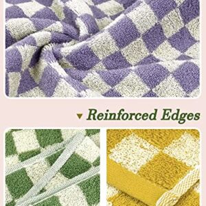 Jacquotha Bathroom Hand Towels 8 Pack Bundle, Colorful Checkered and Houndstooth Hand Towels Set for Spa Gym Kitchen