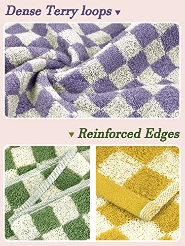 Jacquotha Bathroom Hand Towels 8 Pack Bundle, Colorful Checkered and Houndstooth Hand Towels Set for Spa Gym Kitchen