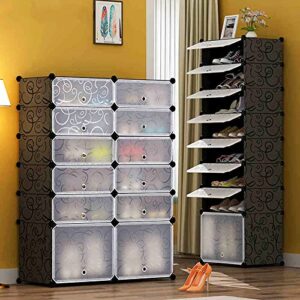 likovsci 24 pairs plastic diy shoe rack, 12 cubes portable shoe shelves, modular shoe storage organizer units, space saving closet cabinet with doors for bedroom living room entryway hallway