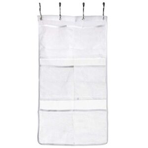 Lohas Select Quick Dry Mesh Pockets Fabric Bathm，Hanging Mesh Pockets Shower Organizer,Shower Hanging Mesh Organizer，Quick Dry Storage Bathroom Accessories with 6-Pocket, 4 Hooks