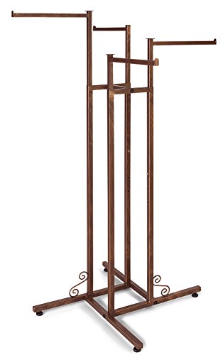 SSWBasics 4-Way Clothing Rack with Straight Arms - Boutique Cobblestone (Adjustable Leveler Glides)