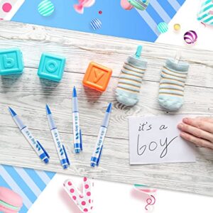 Woanger 36 Pcs Retractable Gel Pen Light Blue Baby Shower Pens with Rotating Messages for Baby Shower Favors Party Guests Gifts (It's a Boy Style)