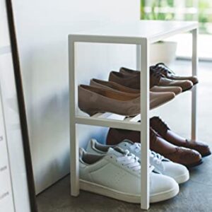 Yamazaki Home 2-Tier Entryway Organizer | Steel | Shoe Rack, One Size, White