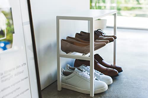 Yamazaki Home 2-Tier Entryway Organizer | Steel | Shoe Rack, One Size, White