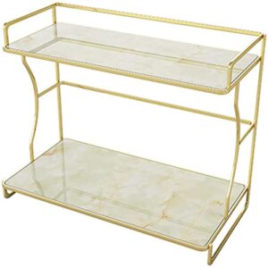 makeup organizer shelf,2 tier bathroom cosmetic storage shelf,for dresser, countertop, bathroom and more, gold