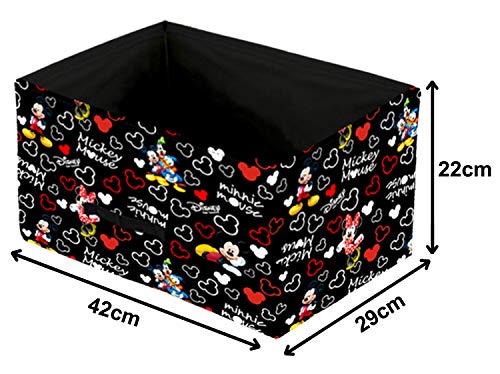 Heart Home Disney Mickey Print Non Woven Fabric 3-Replacement Drawer Storage And Cloth Organizer Unit for Closet (Black)-HHEART16028