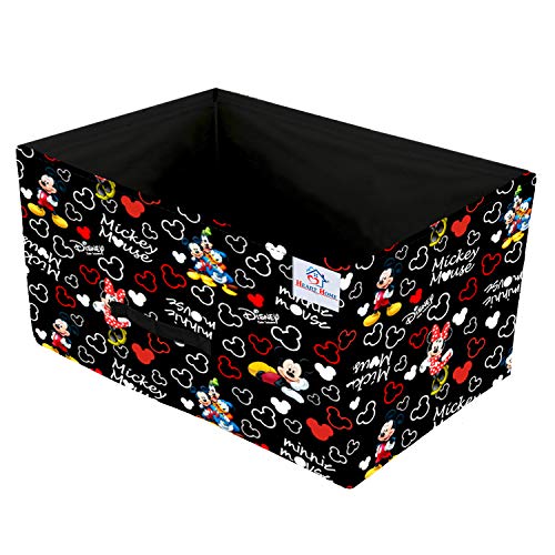 Heart Home Disney Mickey Print Non Woven Fabric 3-Replacement Drawer Storage And Cloth Organizer Unit for Closet (Black)-HHEART16028