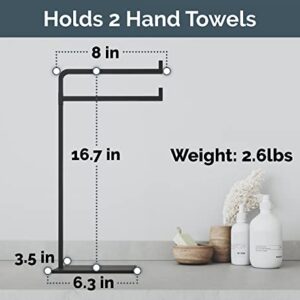 Hand Towel Stand for Bathroom Counter - 17" Black Countertop Towel Stand - Holds 2 Towels - Countertop Towel Holder Stand - Standing Hand Towel Holder for Bathroom Countertop - Fingertip Towel Holder