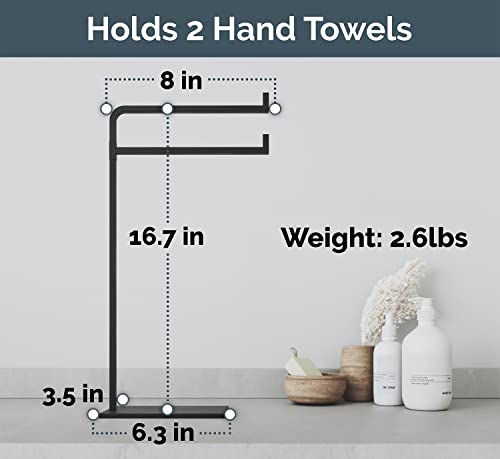 Hand Towel Stand for Bathroom Counter - 17" Black Countertop Towel Stand - Holds 2 Towels - Countertop Towel Holder Stand - Standing Hand Towel Holder for Bathroom Countertop - Fingertip Towel Holder