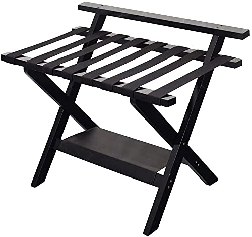 POSTERPOT Luggage Rack Suitcase Stand Foldable Double Layer 8 Bandages Solid Wood Easy to Assemble Travel Rack, for Hotel Bedroom (Color : D, Size : 80x47x65CM)