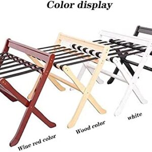 POSTERPOT Luggage Rack Suitcase Stand Foldable Double Layer 8 Bandages Solid Wood Easy to Assemble Travel Rack, for Hotel Bedroom (Color : D, Size : 80x47x65CM)