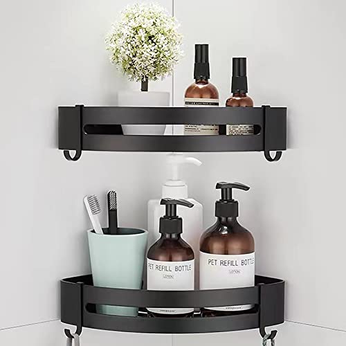 JOPOFI 2 Pack Corner Shelf Bathroom Shower Caddy Organizer for Kitchen Toilet, SUS304 Stainless Steel Bathroom Corner Shelves Shower Caddies - Matte Black