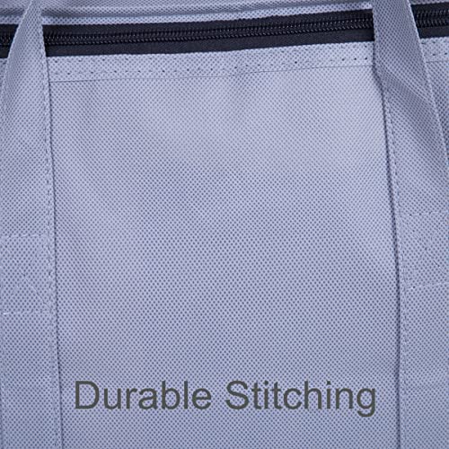 Wismart Large Capacity Zippered Clothes Storage Bags with Plastic Clear Window and Durable Handles Great for seasonal storage, Bedding, Blankets ,Foldable with Sturdy Zipper, 4 Pack, Grey (Large, Grey-4Pack)