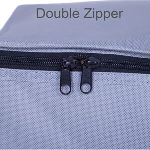 Wismart Large Capacity Zippered Clothes Storage Bags with Plastic Clear Window and Durable Handles Great for seasonal storage, Bedding, Blankets ,Foldable with Sturdy Zipper, 4 Pack, Grey (Large, Grey-4Pack)