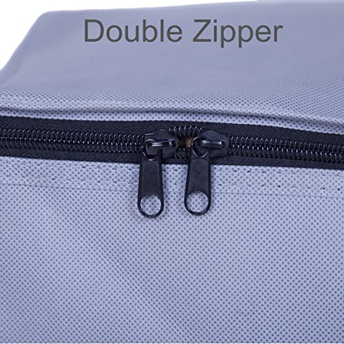 Wismart Large Capacity Zippered Clothes Storage Bags with Plastic Clear Window and Durable Handles Great for seasonal storage, Bedding, Blankets ,Foldable with Sturdy Zipper, 4 Pack, Grey (Large, Grey-4Pack)