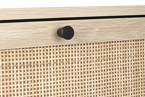 Yoluckea Rattan Shoe Cabinet, Shoe Cabinet Rack with Natural Rattan Weave Doors Design and 3 Flip Down Drawers, Narrow Shoe Cabinet with Metal Legs, Freestanding Wood Shoe Organizer (Light Brown2)