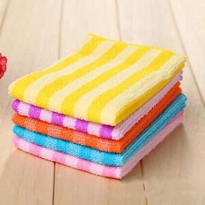 Grey990 Microfiber Dishcloths Wash Striped Cloth Square Absorbent Kitchen Dining Striped Wash Towel - 5Pcs Random Color