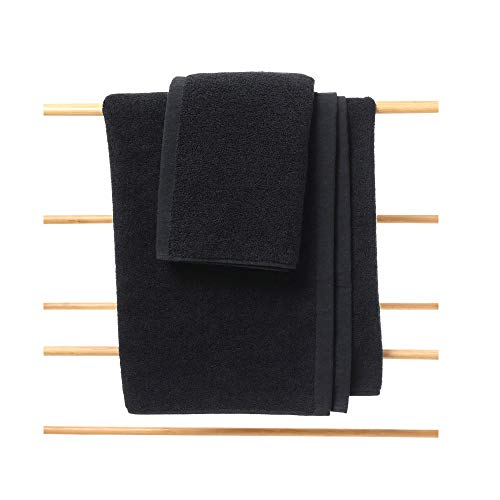 JININQ Premium Black Hand Towels 100% Cotton 700 GSM 14 x 29 inches (2-Pack)