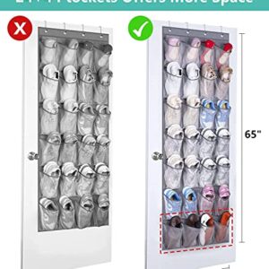 MISSLO 6 Shelves Over the Door Hanging Organizer + 28 Large Pockets Hanging Shoe Rack Grey