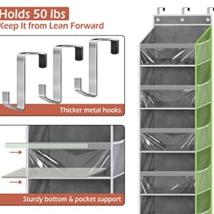 MISSLO 6 Shelves Over the Door Hanging Organizer + 28 Large Pockets Hanging Shoe Rack Grey