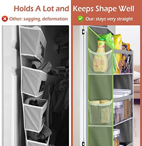 MISSLO 6 Shelves Over the Door Hanging Organizer + 28 Large Pockets Hanging Shoe Rack Grey