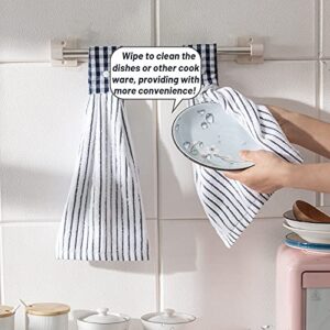 2 Pcs Hanging Kitchen Hand Towels with Loop, Home Bath Absorbent Towel Decorative for Bathroom, Laundry Room, Navy Stripes