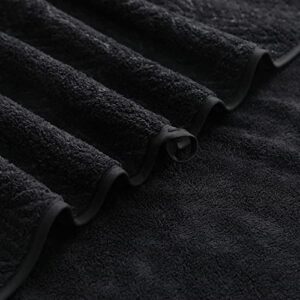 CHINO Hand Towels Set of 2, 600GSM 16x31” Microfiber Diamond Hand Bath Towels, Soft Bathroom Hand Towels for Home Kitchen, Gym, Exercise, Fitness, Spa, Super Absorbent Quick Dry Towels (Black)