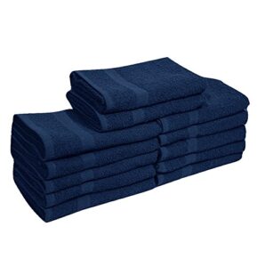 eom set of 12 luxury hand towels - ultra soft towels for bathroom, salon, gym, hotel, or kitchen - bleach safe and 100% cotton bath towels - super absorbent bathroom towels - 16" x 28" (dark blue)