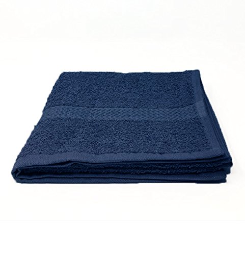 EOM Set of 12 Luxury Hand Towels - Ultra Soft Towels for Bathroom, Salon, Gym, Hotel, or Kitchen - Bleach Safe and 100% Cotton Bath Towels - Super Absorbent Bathroom Towels - 16" x 28" (Dark Blue)