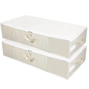 blkdots underbed storage organizer bins, awc-bbcdh (beige-2pcs)