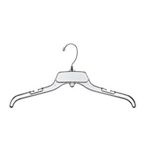 Economy 17 inch Break-Resistant Clear Plastic Dress Hangers- Case of 100