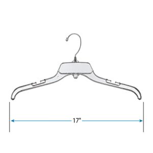 Economy 17 inch Break-Resistant Clear Plastic Dress Hangers- Case of 100