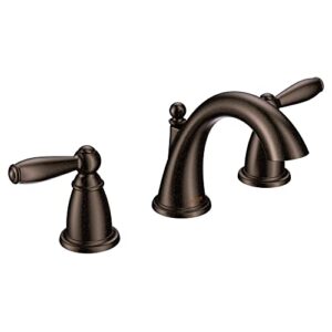 moen brantford oil-rubbed bronze two-handle widespread bathroom faucet trim kit bathroom faucets for sink 3-hole deck mounted setup, (valve required), t6620orb