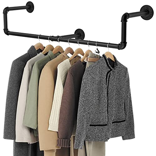 Tanice Industrial tube hanger wall-mounted 98cm, detachable retro industrial cylindrical clothes rail, suitable for bedroom, living room, kitchen