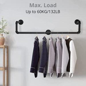 Tanice Industrial tube hanger wall-mounted 98cm, detachable retro industrial cylindrical clothes rail, suitable for bedroom, living room, kitchen