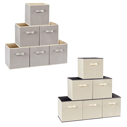 Lifewit 6 Pack Light Grey Storage Cubes, Bundle with 6 Pack Beige Storage Cubes, Medium