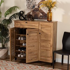 Baxton Studio Coolidge Shoe Cabinets, Oak Brown/Black